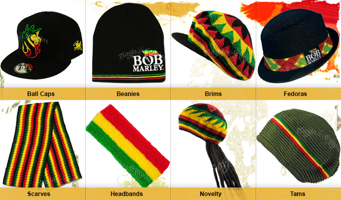 Home > Bob Marley and Rasta Headwear Hats Brims Beanies Caps Scarf Wrap