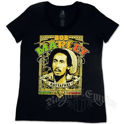 Bob Marley Rastafari Black T-Shirt - Women's