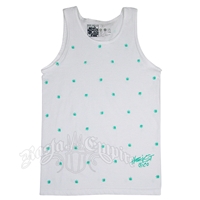 White and Green Pot Leaf Pattern Tank – Men’s