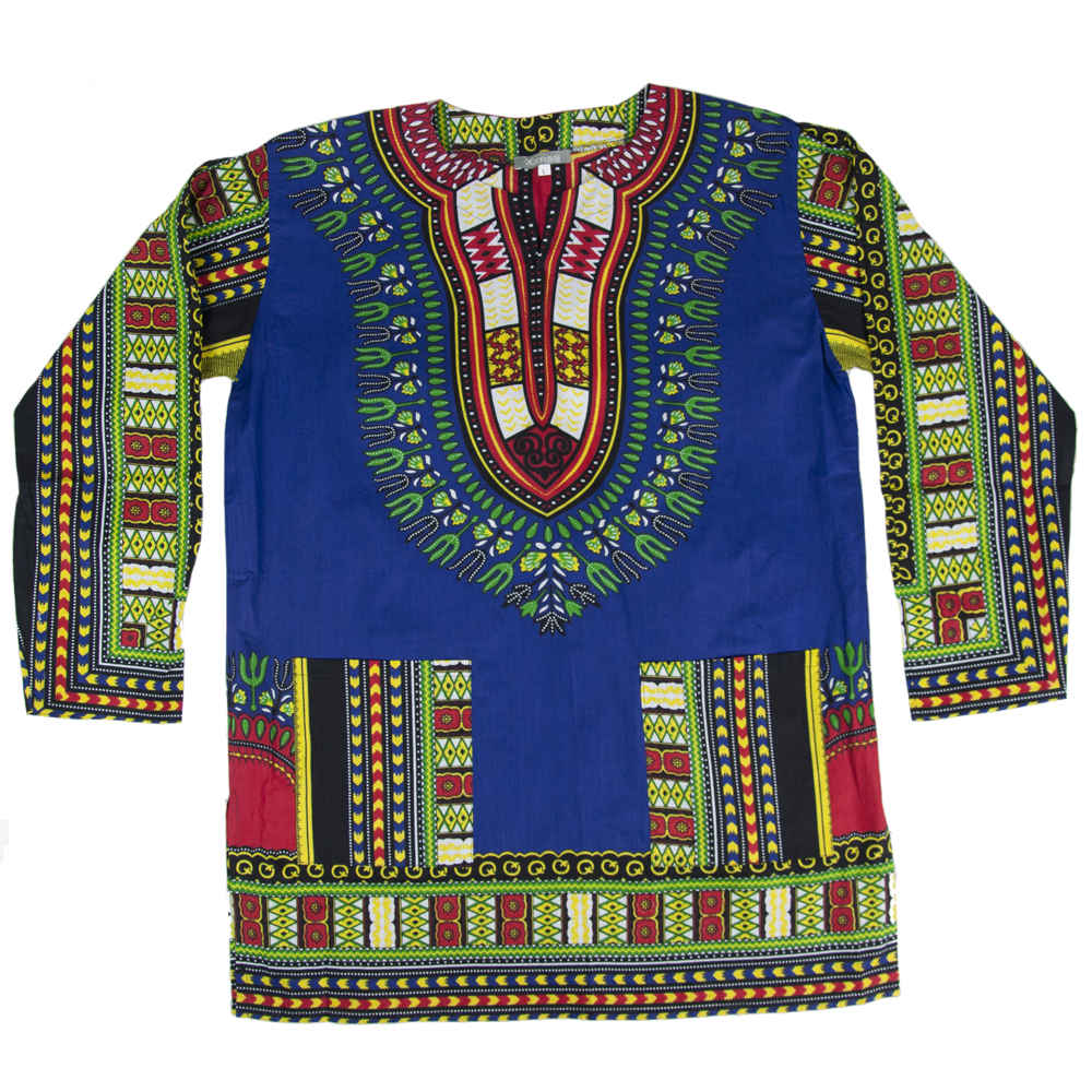 Blue Traditional Long Sleeve Dashiki at RastaEmpire.com