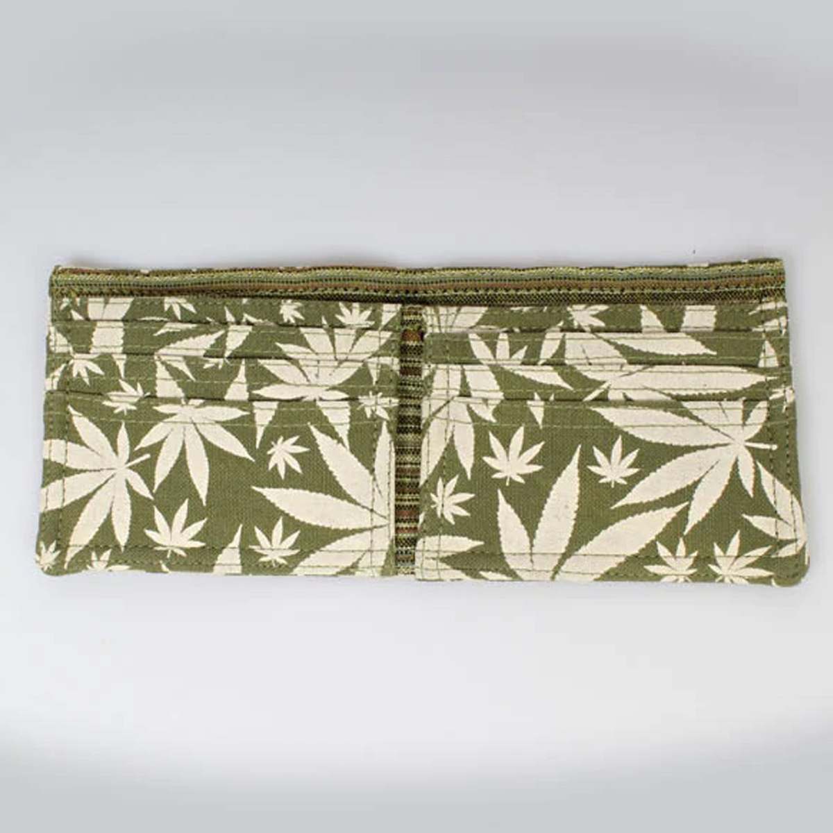 Green and White Weed Leaf Bi-Fold Wallet