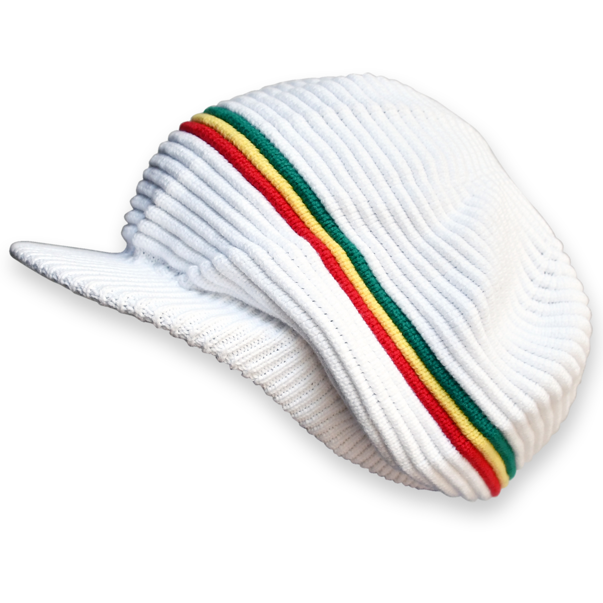 RASTA RIBBED COTTON CAP - WHITE/RASTA