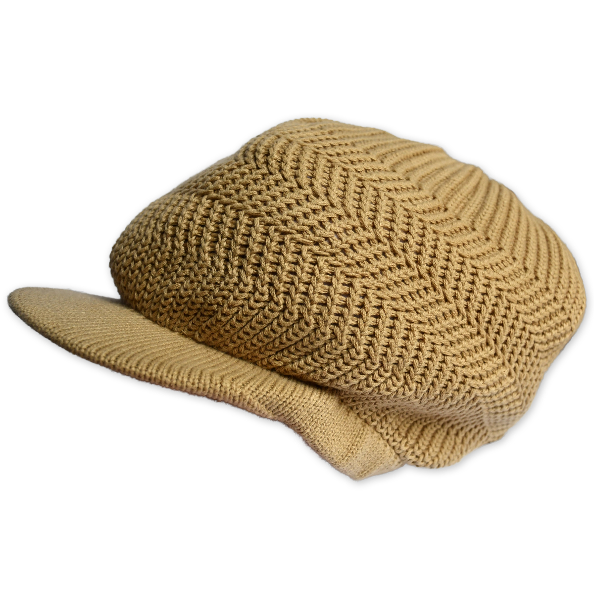 Khaki Ribbed Cotton Brim Cap | Rasta Crown | Tam Headwear at ...